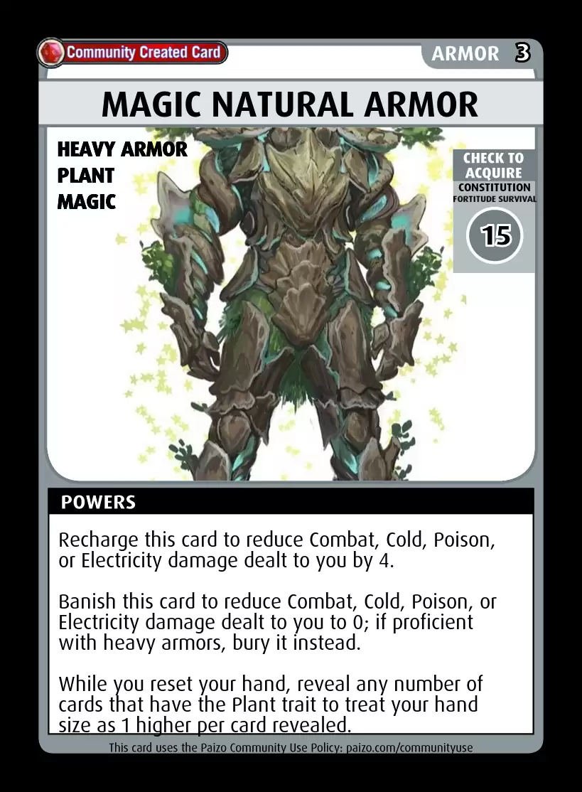 Magic Natural Armor - Custom Card - Paizo | Pathfinder Adventure Card ...