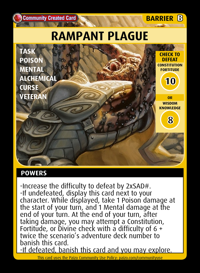Rampant Plague - Custom Card - Paizo | Pathfinder Adventure Card Game ...