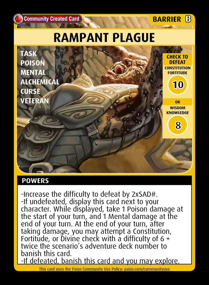 Rampant Plague - Custom Card - Paizo | Pathfinder Adventure Card Game ...