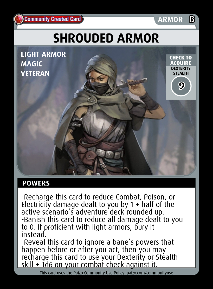 Shrouded Armor - Custom Card - Paizo | Pathfinder Adventure Card Game Community Cards | DriveThruRPG