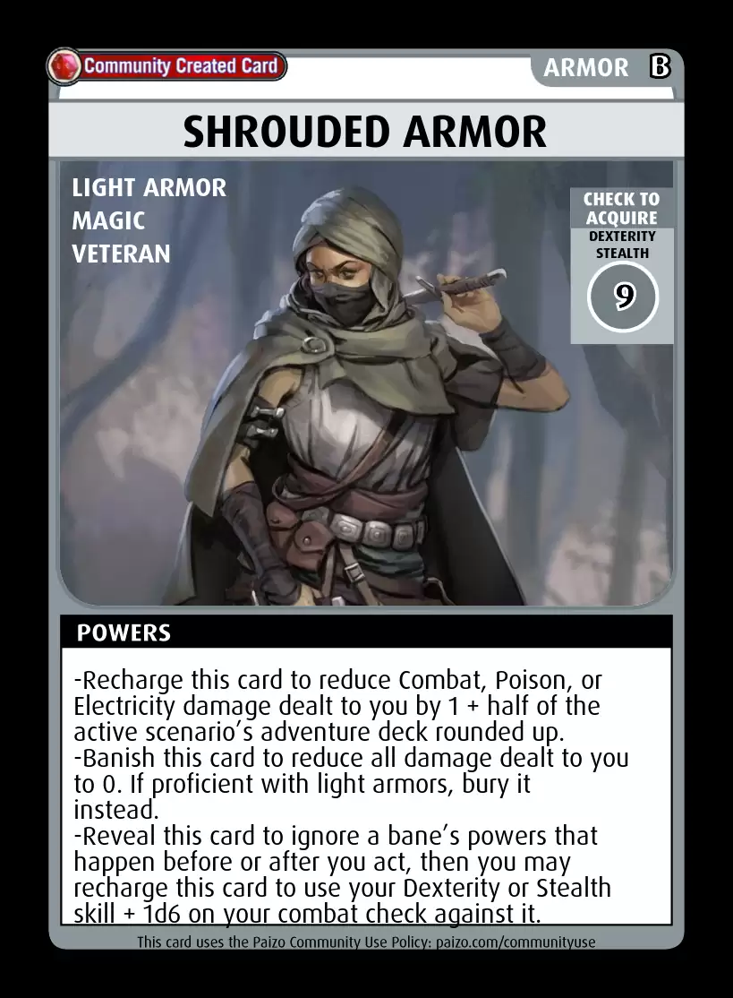 Shrouded Armor - Custom Card - Paizo | Pathfinder Adventure Card Game ...
