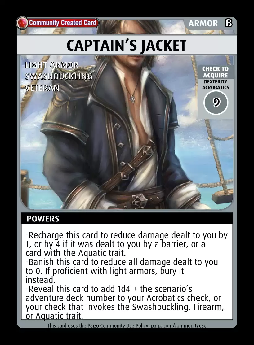 Captain’s Jacket - Custom Card - Paizo | Pathfinder Adventure Card Game ...