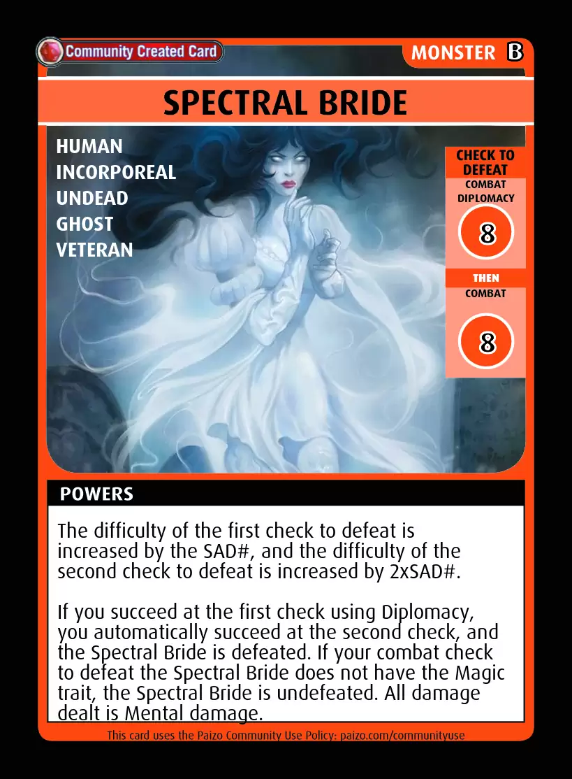 Spectral Bride - Custom Card - Paizo | Pathfinder Adventure Card Game ...