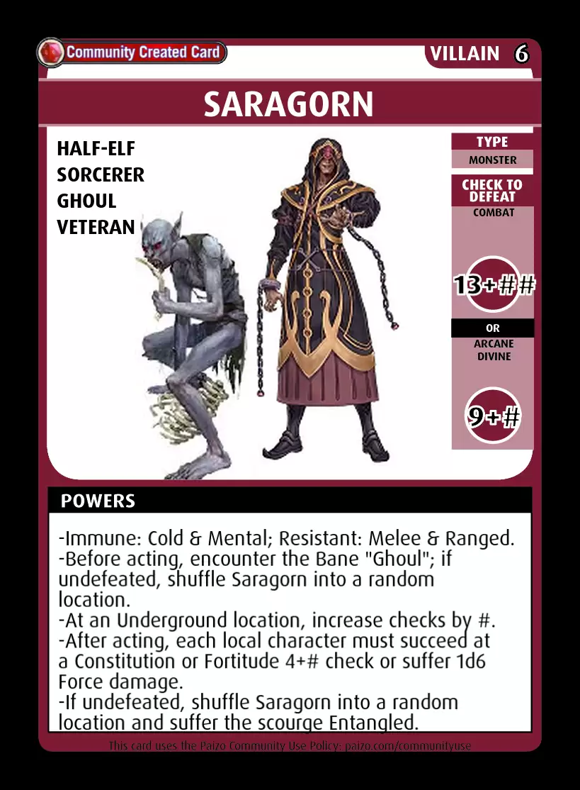 Saragorn - Custom Card - Paizo | Pathfinder Adventure Card Game ...