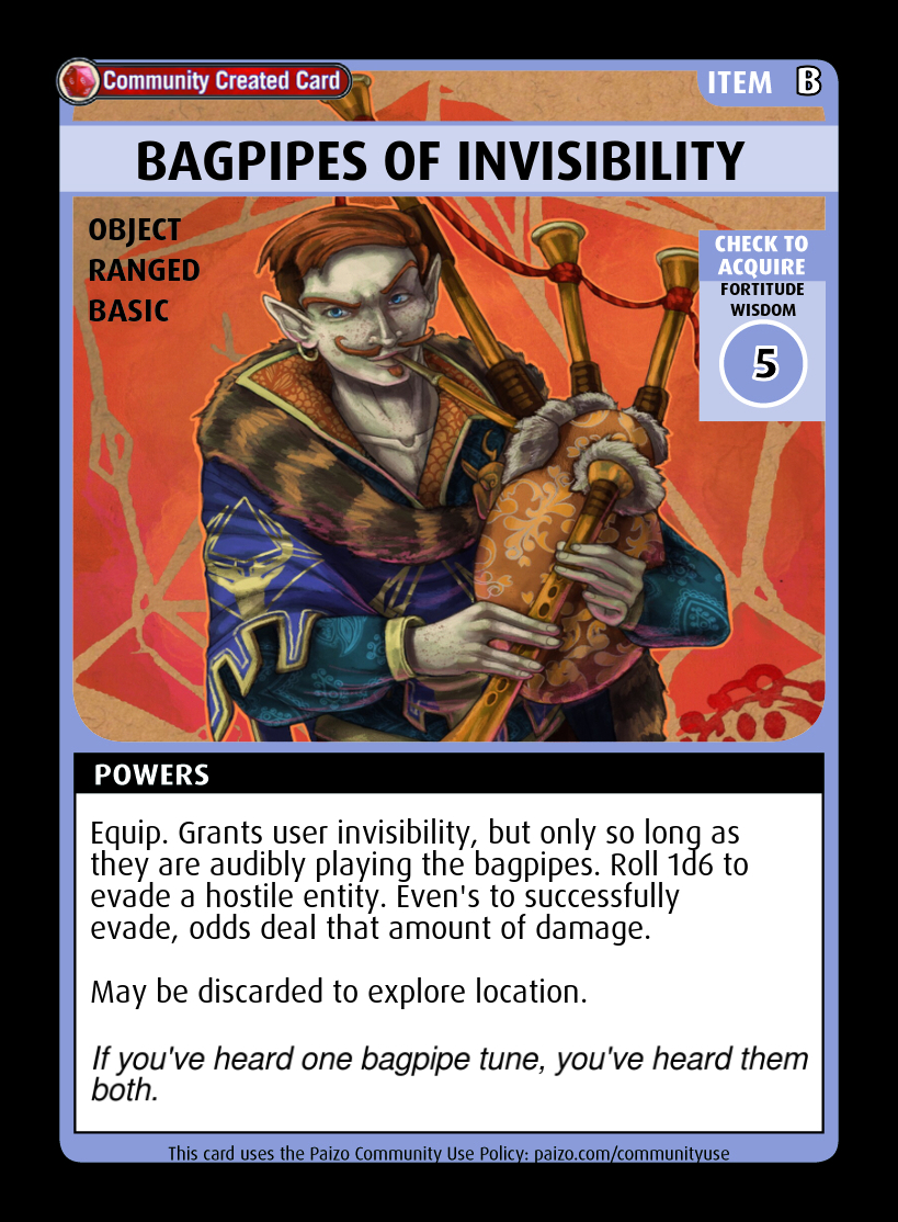 Bagpipes Of Invisibility - Custom Card - Paizo | Pathfinder Adventure ...