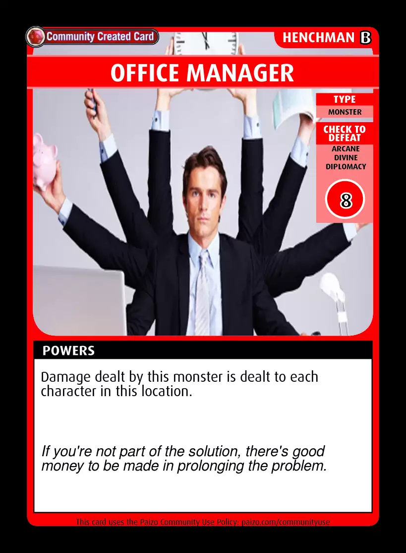 Office Manager - Custom Card - Paizo | Pathfinder Adventure Card Game ...