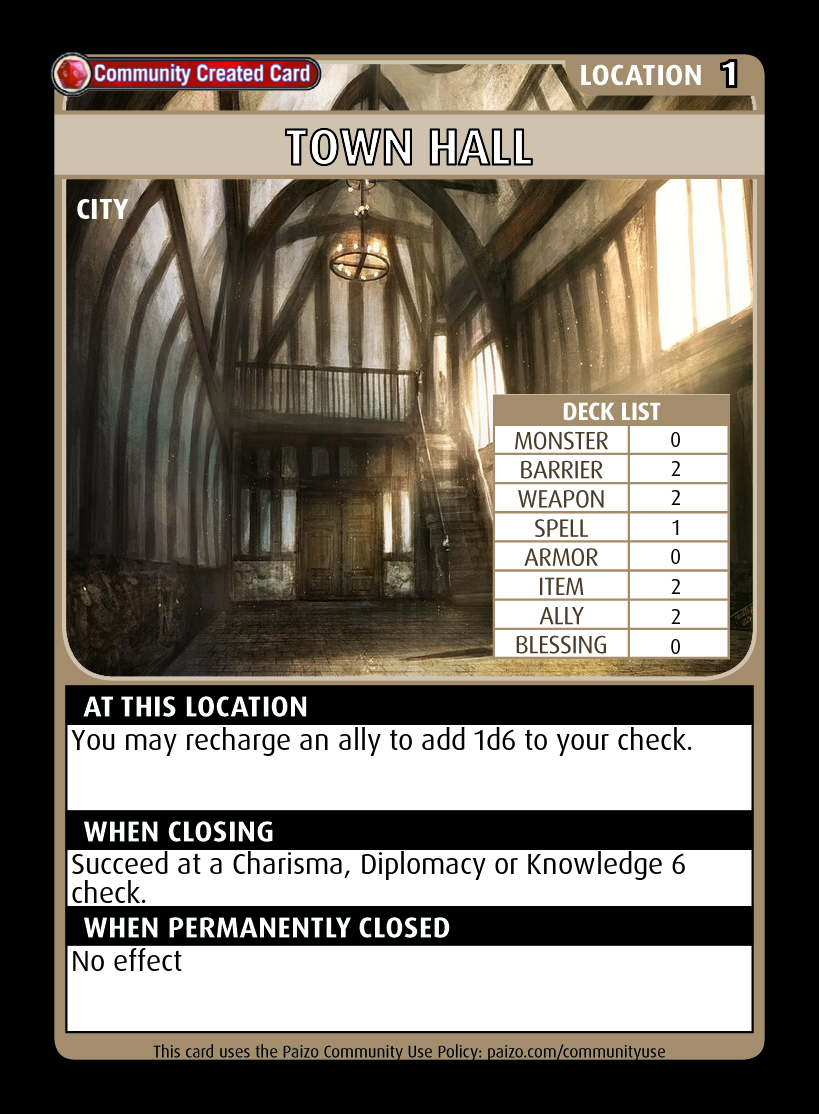 Town Hall - Custom Card - Paizo | Pathfinder Adventure Card Game ...