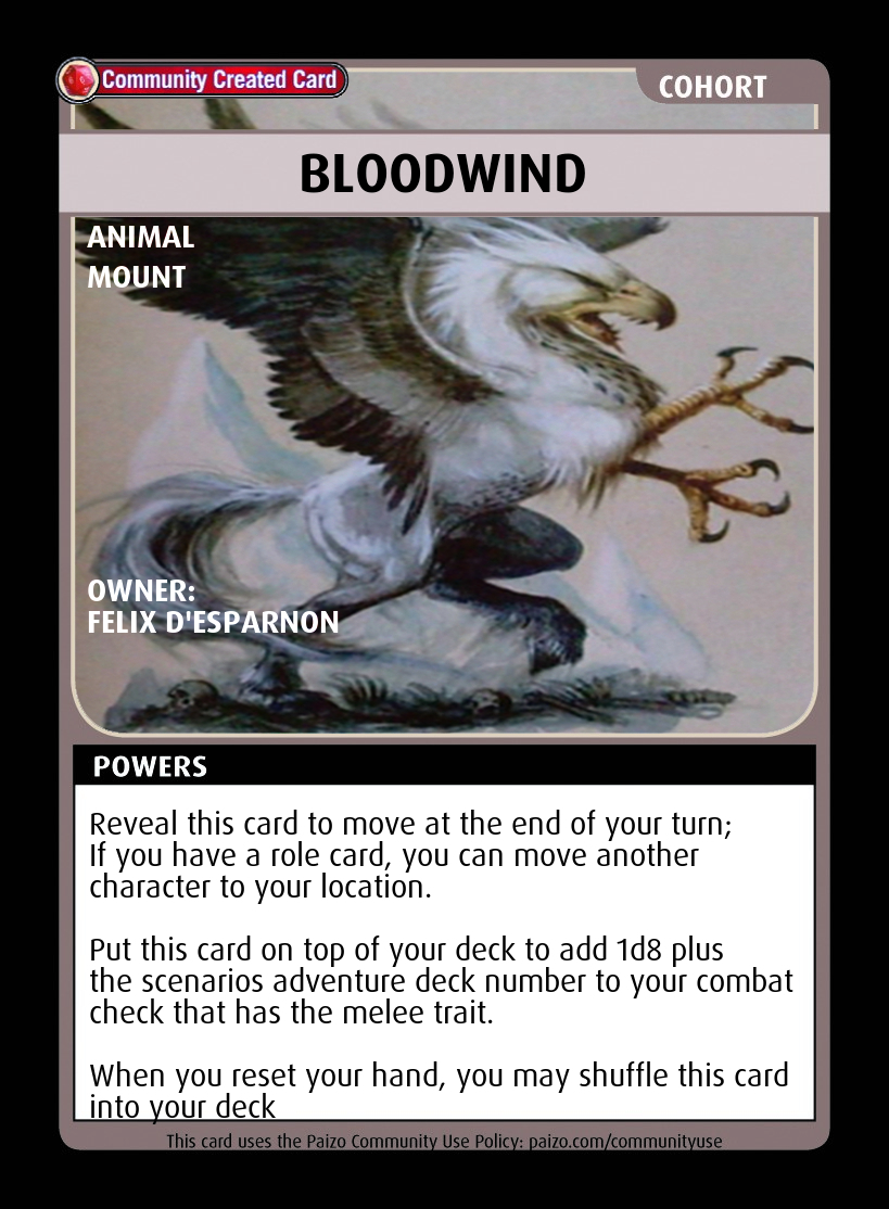 Bloodwind - Custom Card - Paizo | Pathfinder Adventure Card Game ...
