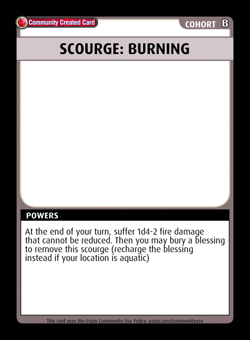 Scourge: Burning - Custom Card - Paizo | Pathfinder Adventure Card Game ...