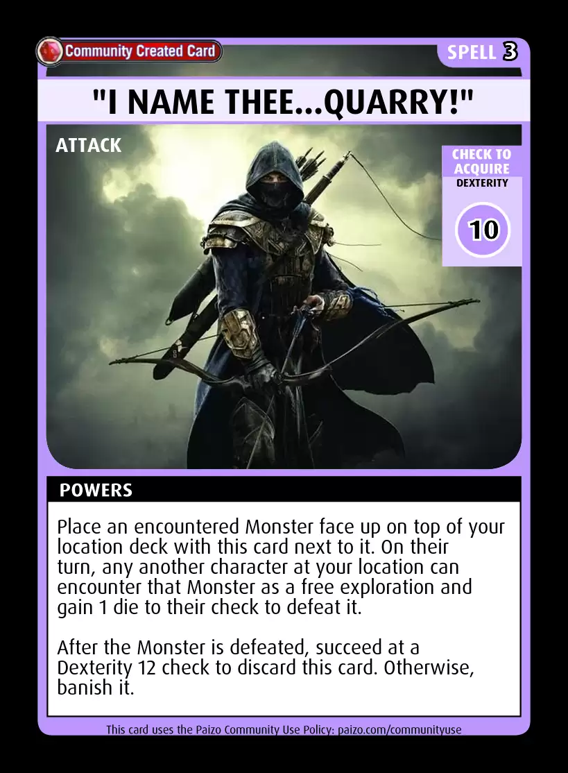 "i Name Thee...quarry!" - Custom Card - Paizo | Pathfinder Adventure ...