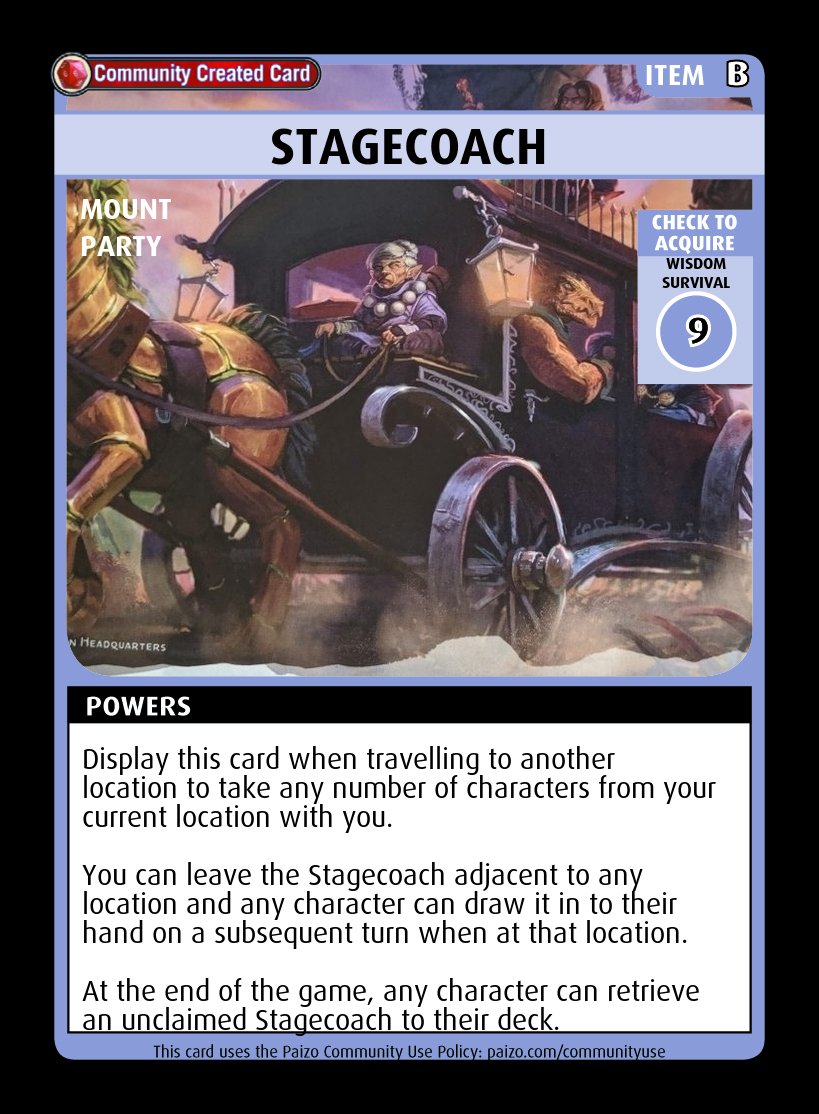 Stagecoach - Custom Card - Paizo | Pathfinder Adventure Card Game ...