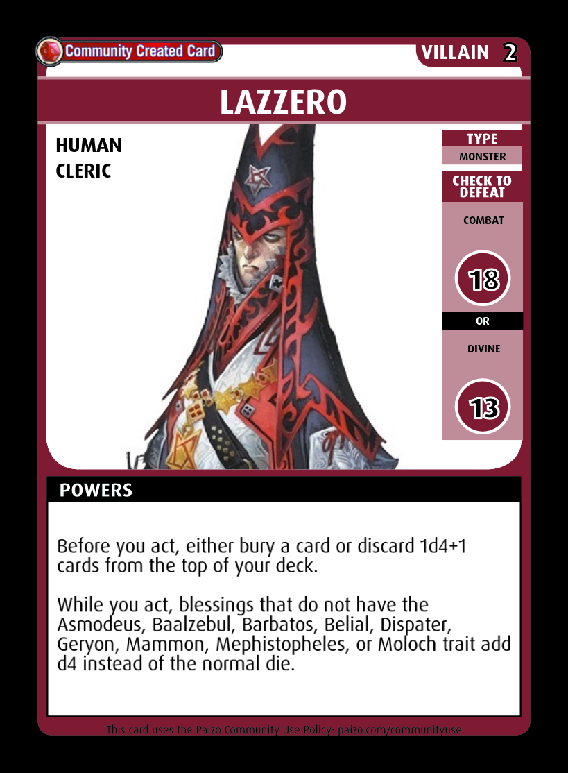 Lazzero - Custom Card - Paizo | Pathfinder Adventure Card Game ...