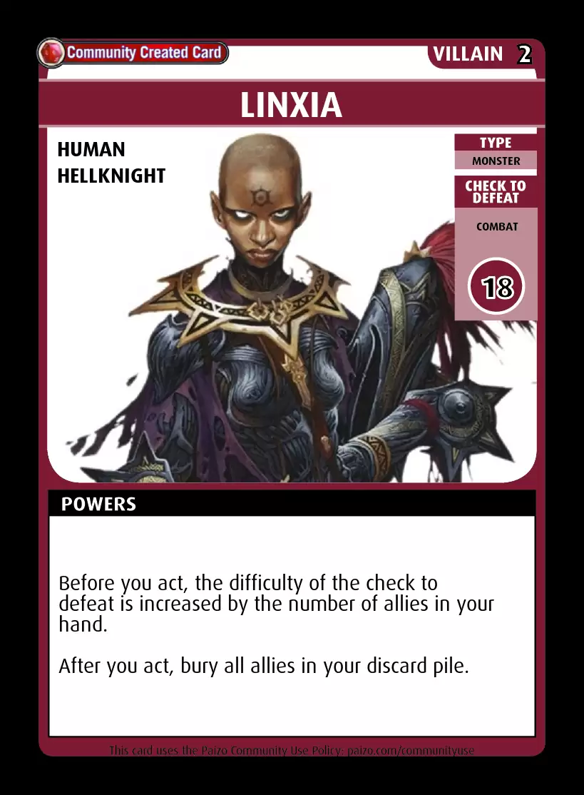 Linxia - Custom Card - Paizo | Pathfinder Adventure Card Game Community ...