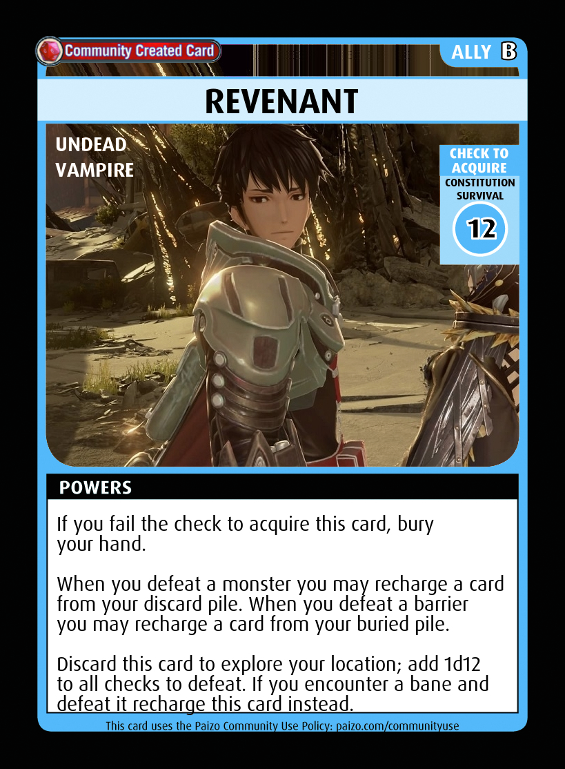 Revenant - Custom Card - Paizo | Pathfinder Adventure Card Game ...