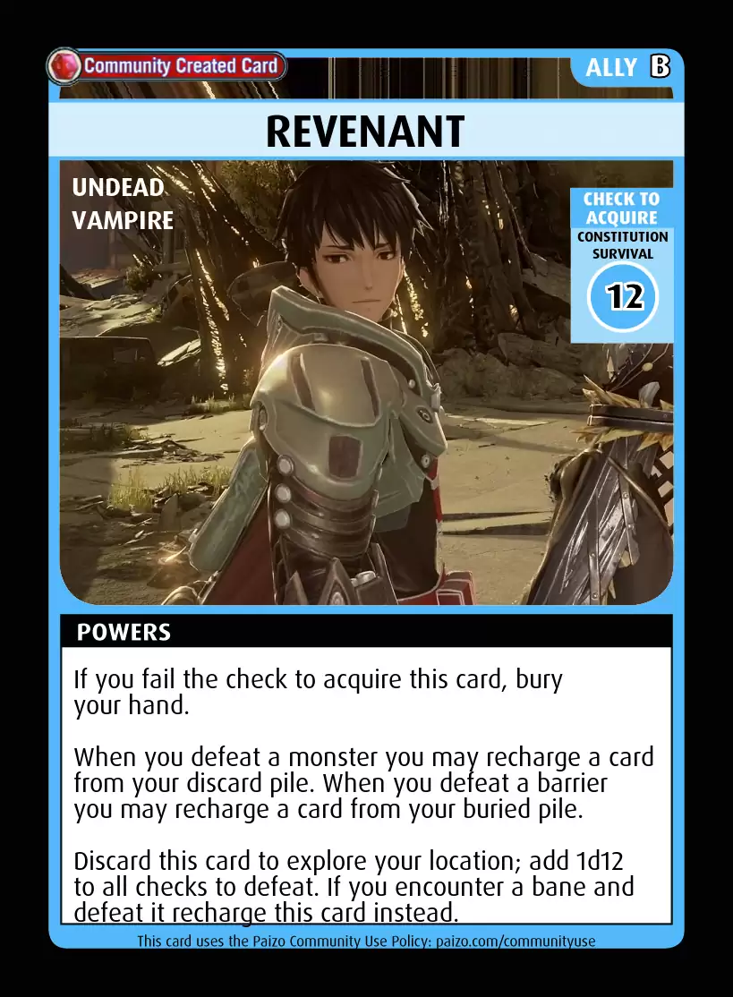 Revenant - Custom Card - Paizo | Pathfinder Adventure Card Game ...