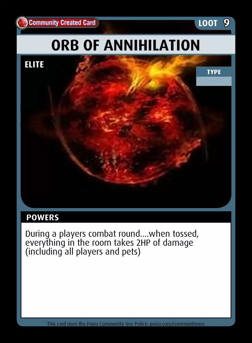 Orb Of Annihilation - Custom Card - Paizo | Pathfinder Adventure Card Game Community Cards ...