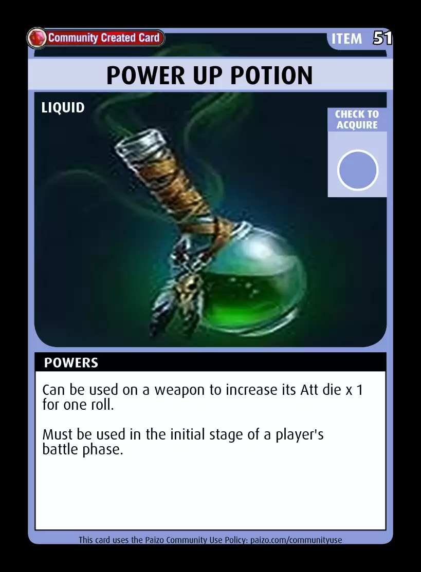 Power Up Potion - Custom Card - Paizo | Pathfinder Adventure Card Game ...