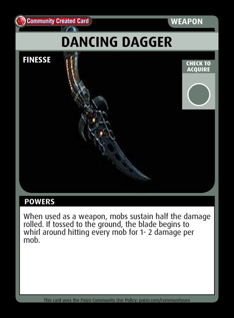 Dancing Dagger - Custom Card - Paizo | Pathfinder Adventure Card Game ...