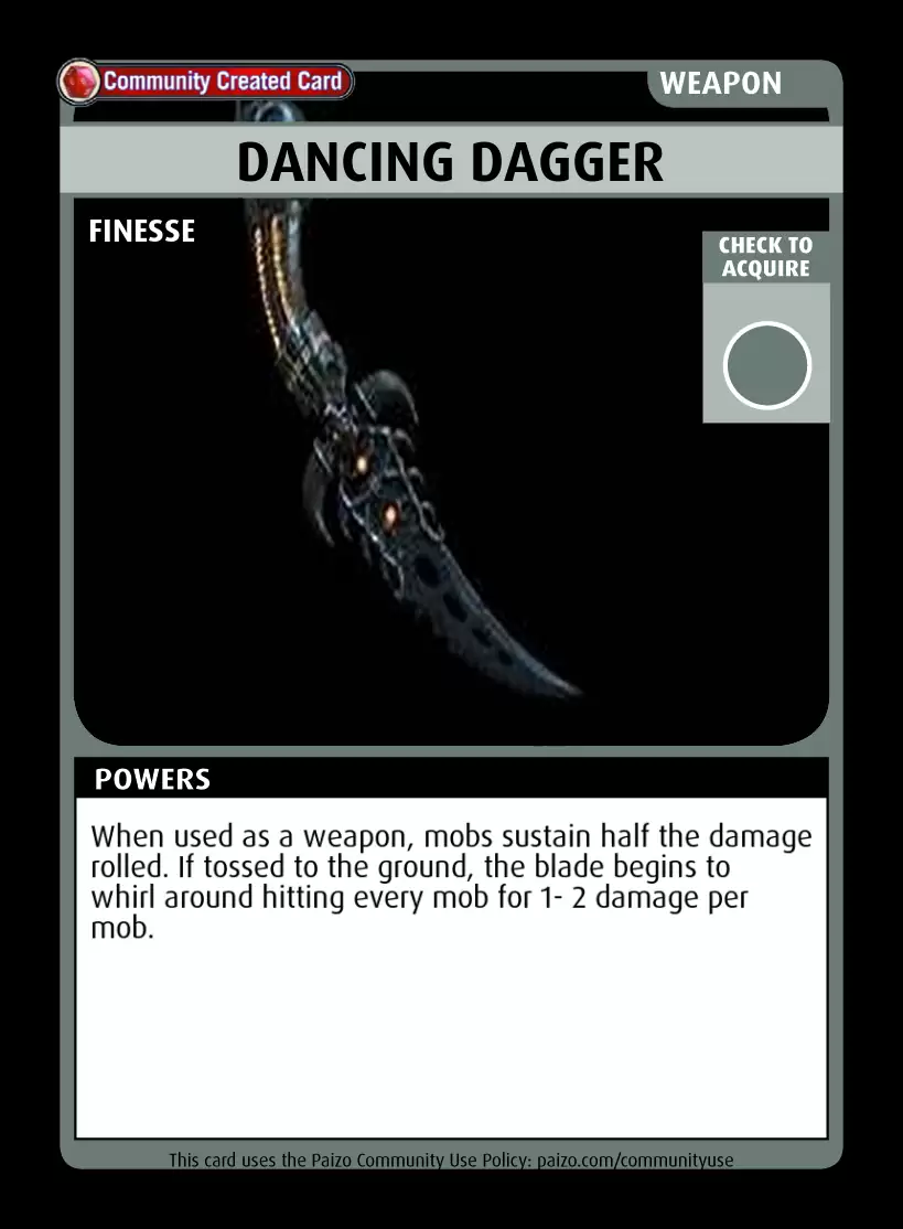 Dancing Dagger - Custom Card - Paizo | Pathfinder Adventure Card Game ...