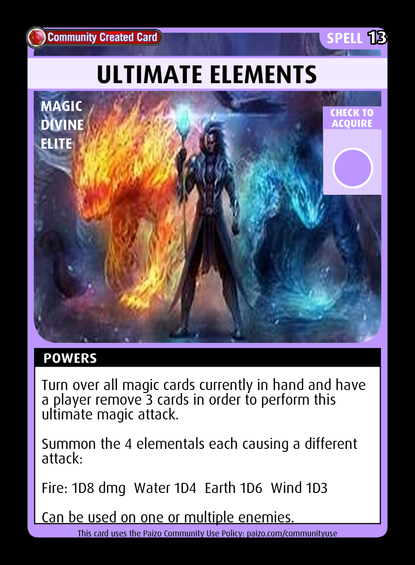 Ultimate Elements - Custom Card - Paizo | Pathfinder Adventure Card ...