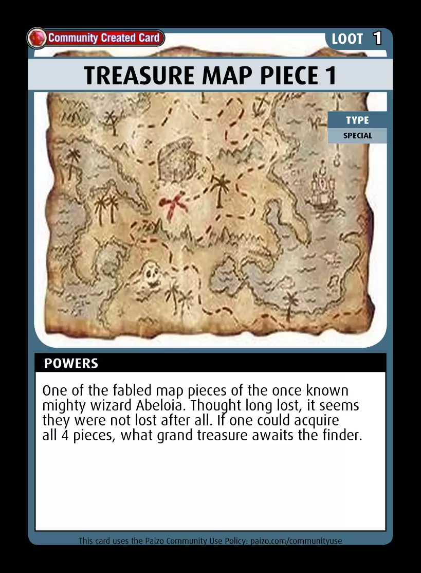 Treasure Map Piece 1 - Custom Card - Paizo | Pathfinder Adventure Card ...
