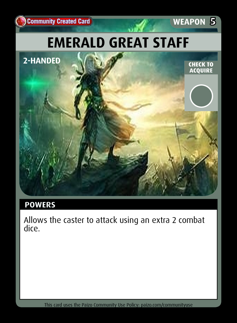 Emerald Great Staff - Custom Card - Paizo | Pathfinder Adventure Card ...