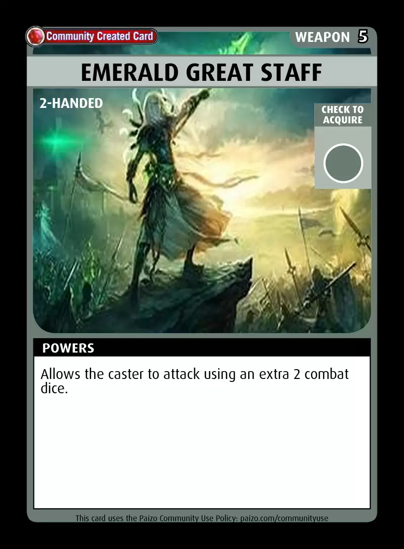 Emerald Great Staff - Custom Card - Paizo | Pathfinder Adventure Card ...