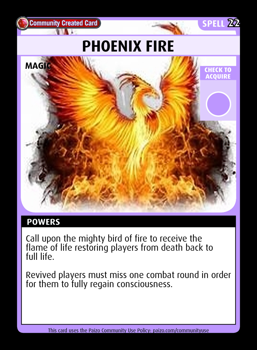 Phoenix Fire - Custom Card - Paizo | Pathfinder Adventure Card Game ...