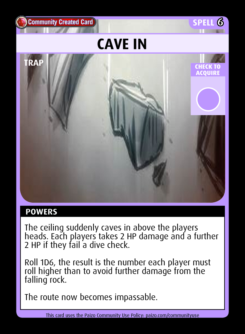Cave In - Custom Card - Paizo | Pathfinder Adventure Card Game ...