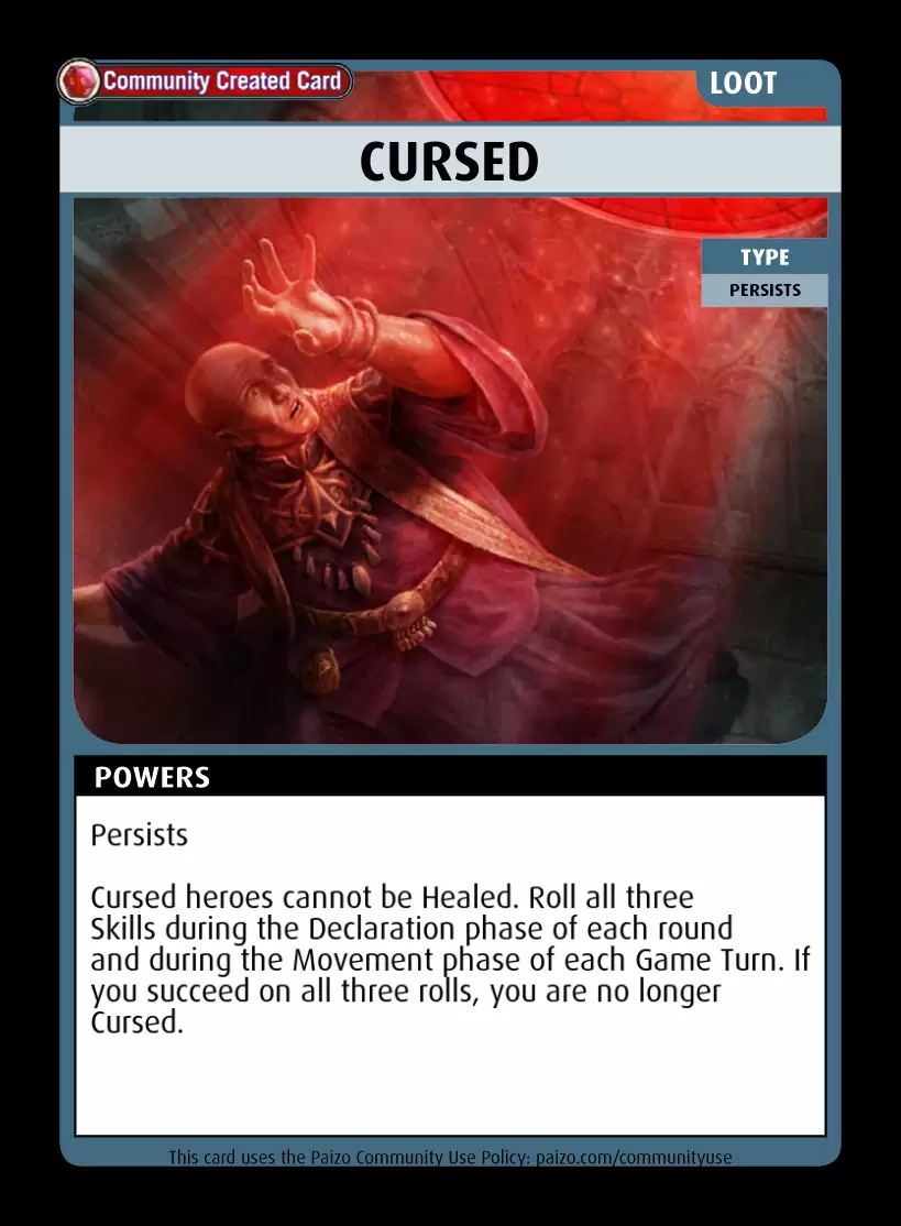 Cursed - Custom Card - Paizo | Pathfinder Adventure Card Game Community Cards | DriveThruRPG