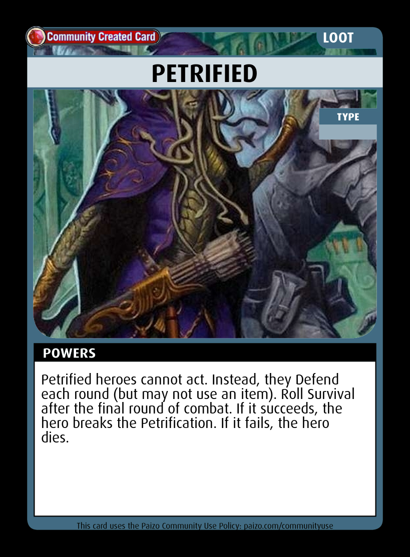 Petrified - Custom Card - Paizo | Pathfinder Adventure Card Game ...