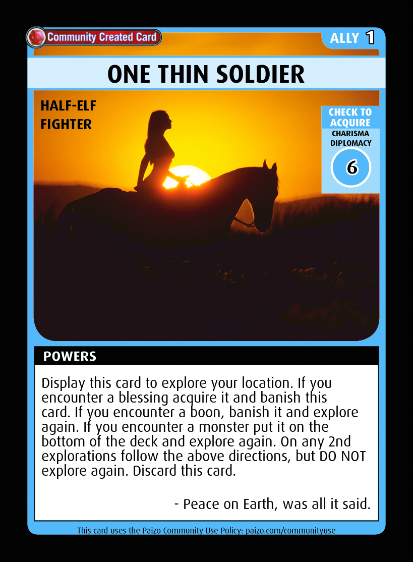 One Thin Soldier - Custom Card - Paizo | Pathfinder Adventure Card Game ...