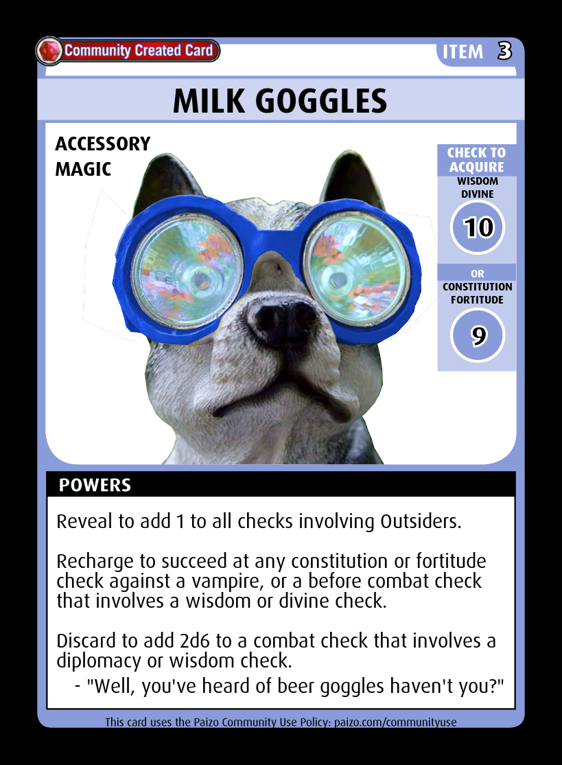 Milk Goggles - Custom Card - Paizo | Pathfinder Adventure Card Game ...
