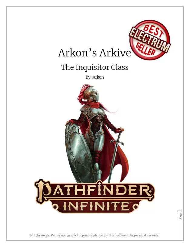Arkon's Arkive: The Inquisitor Class - Paizo | Pathfinder and Starfinder Infinite | DriveThruRPG