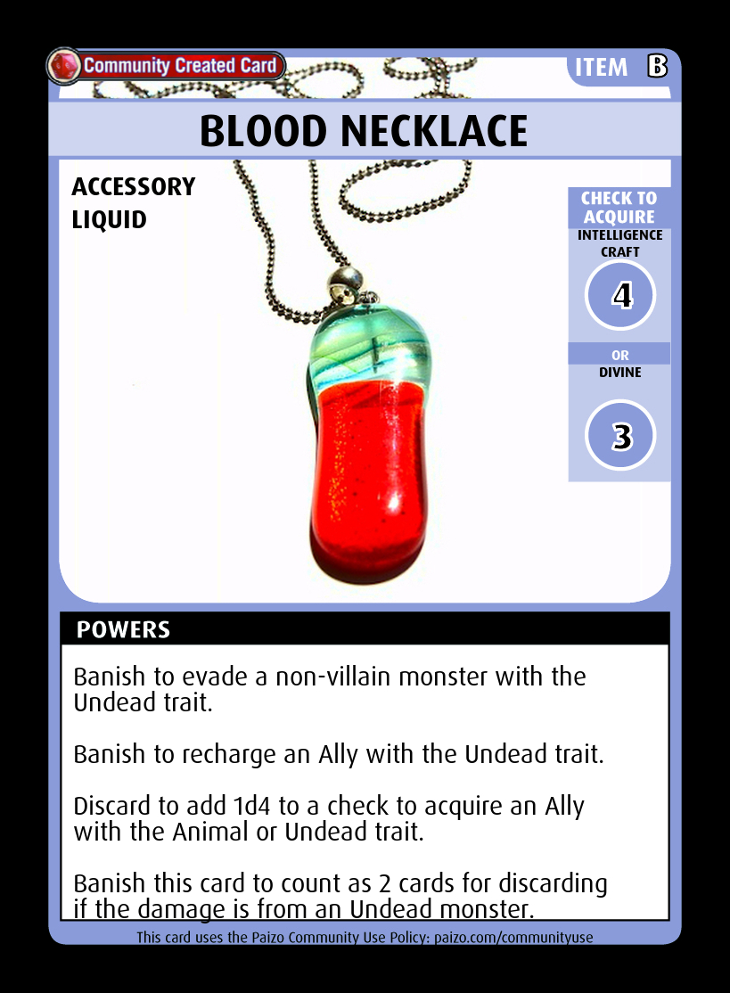 Blood Necklace - Custom Card - Paizo | Pathfinder Adventure Card Game ...
