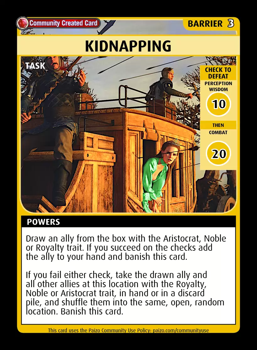 Kidnapping - Custom Card - Paizo | Pathfinder Adventure Card Game ...