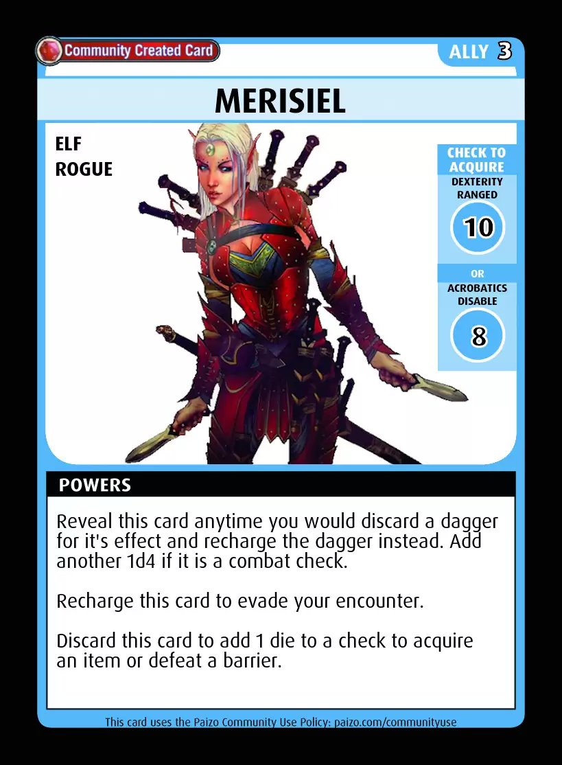 Merisiel - Custom Card - Paizo | Pathfinder Adventure Card Game ...