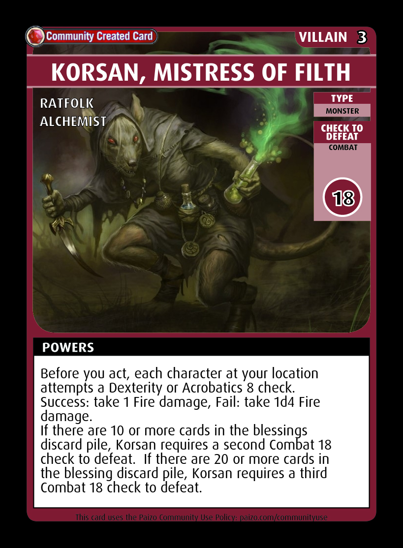 Korsan, Mistress Of Filth - Custom Card - Paizo | Pathfinder Adventure ...