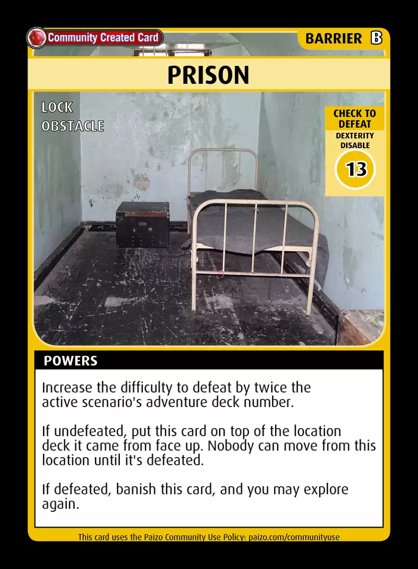 Prison - Custom Card - Paizo | Pathfinder Adventure Card Game Community ...