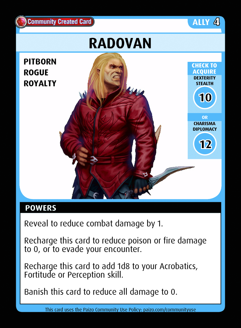 Radovan - Custom Card - Paizo | Pathfinder Adventure Card Game ...