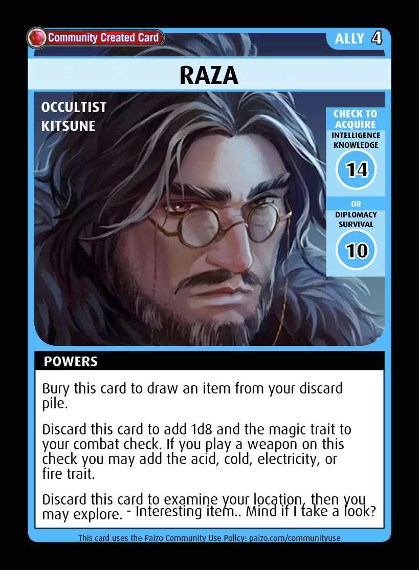 Raza - Custom Card - Paizo | Pathfinder Adventure Card Game Community ...