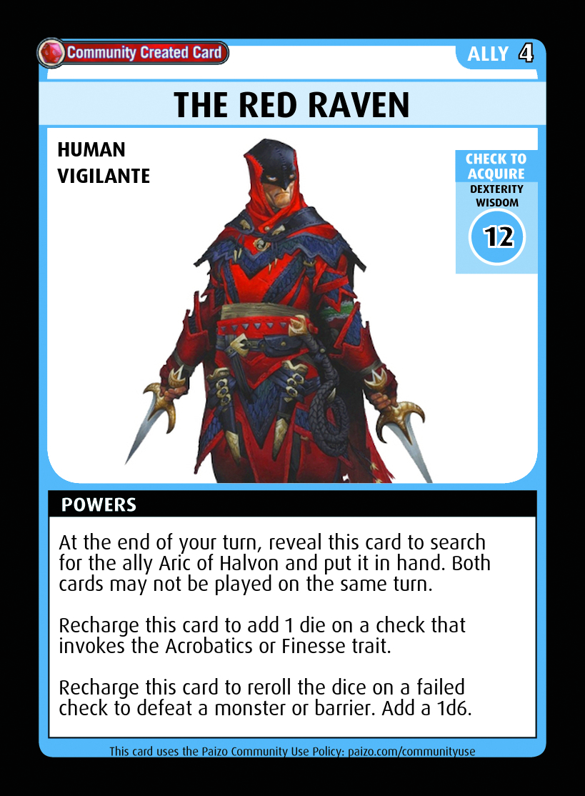 The Red Raven - Custom Card - Paizo | Pathfinder Adventure Card Game ...