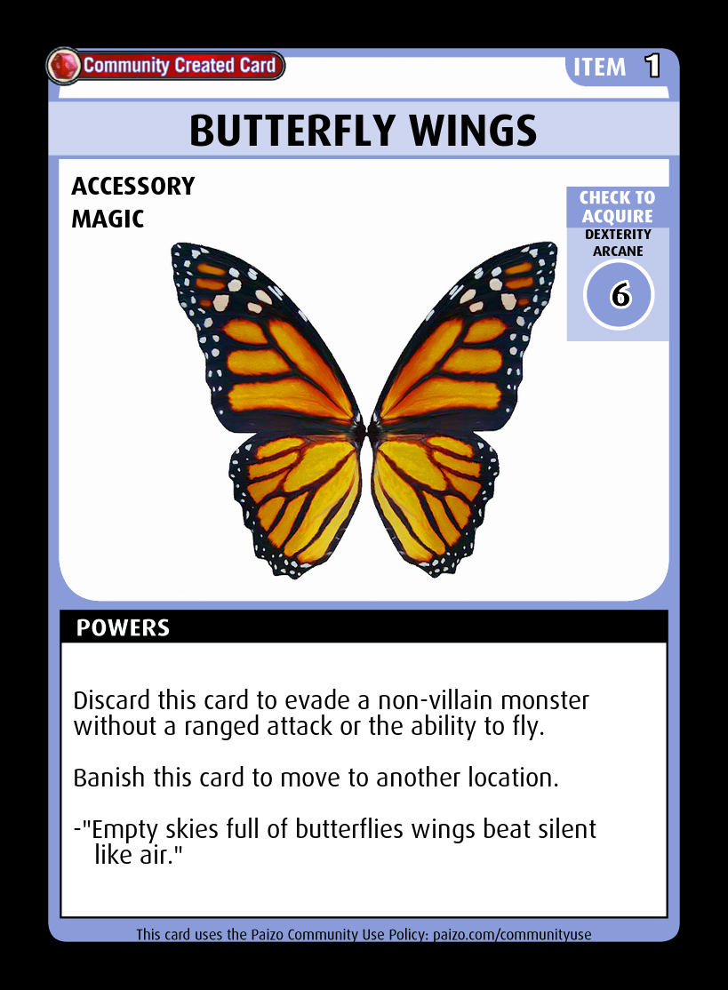 Butterfly Wings - Custom Card - Paizo | Pathfinder Adventure Card Game ...