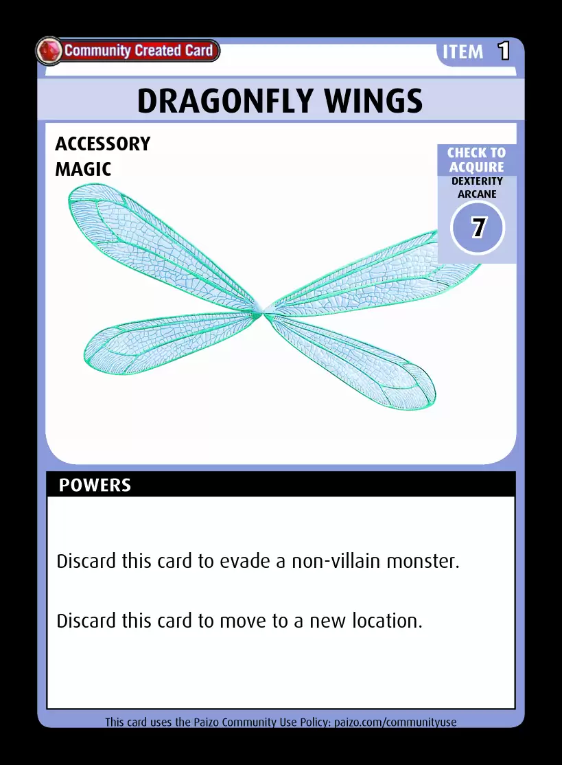 Dragonfly Wings - Custom Card - Paizo | Pathfinder Adventure Card Game Community Cards ...