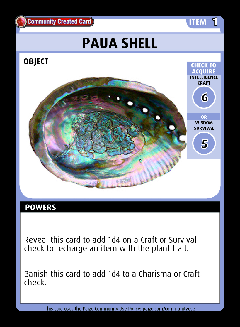Paua Shell - Custom Card - Paizo | Pathfinder Adventure Card Game ...