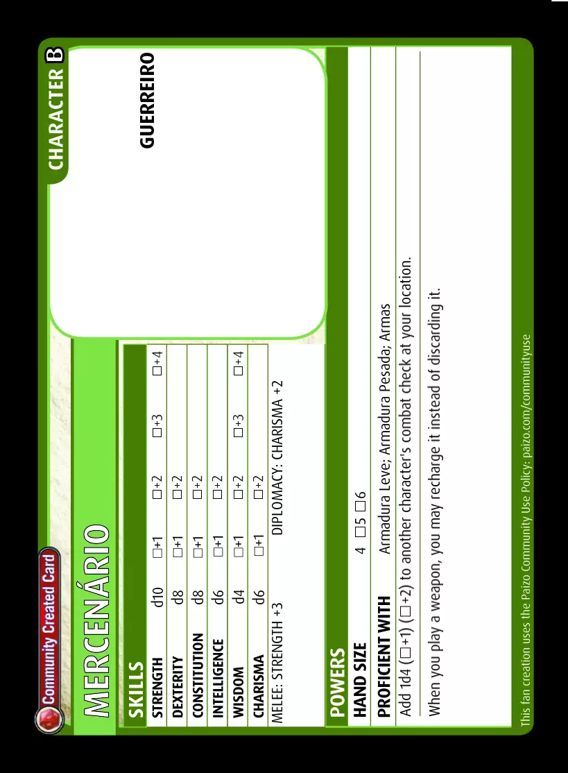 MercenÁrio - Custom Card - Paizo | Pathfinder Adventure Card Game ...