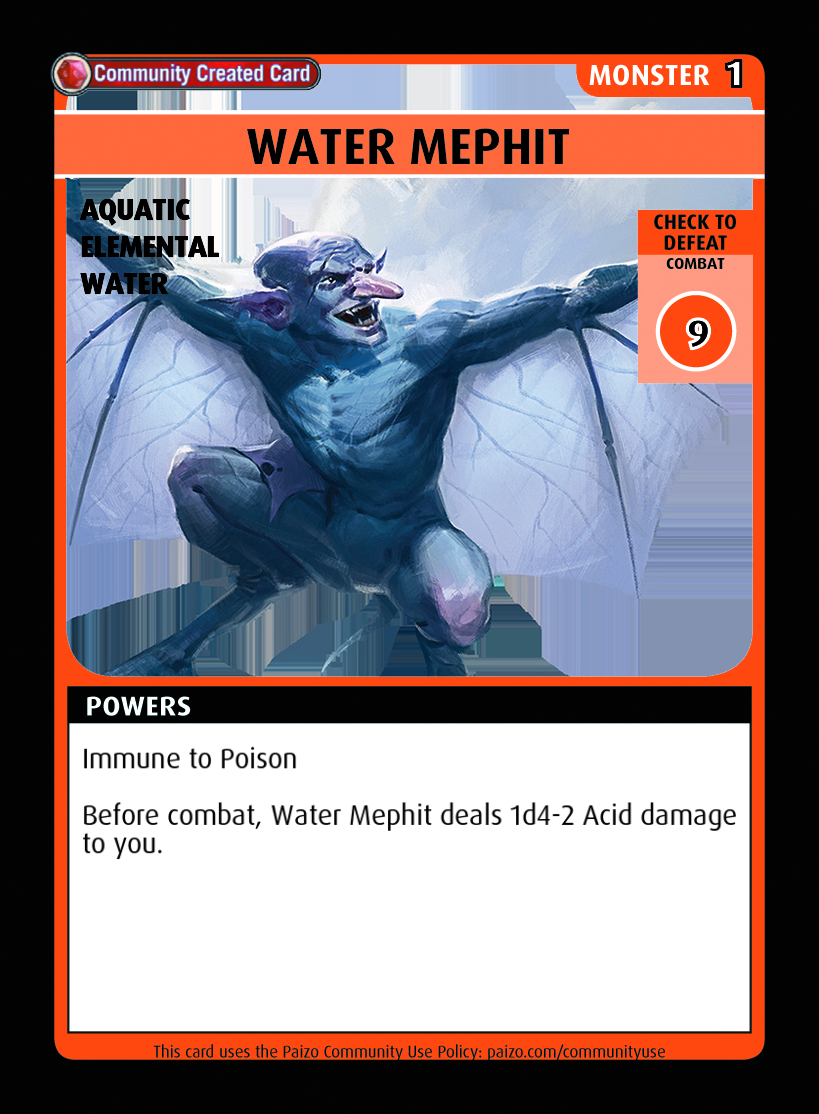 Water Mephit - Custom Card - Paizo | Pathfinder Adventure Card Game ...