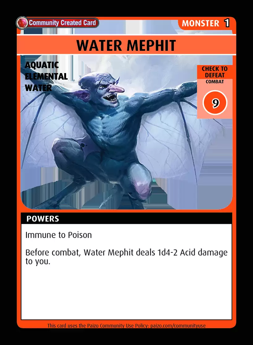 Water Mephit - Custom Card - Paizo | Pathfinder Adventure Card Game ...