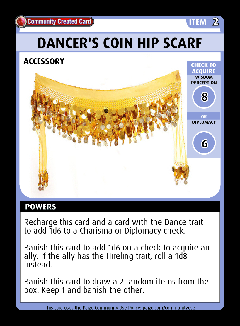 Dancer's Coin Hip Scarf - Custom Card - Paizo | Pathfinder Adventure ...