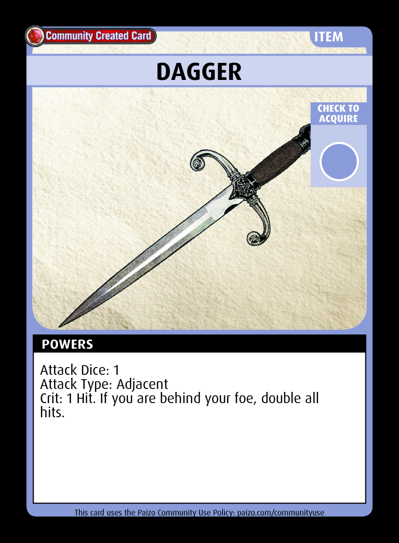 Dagger - Custom Card - Paizo | Pathfinder Adventure Card Game Community ...